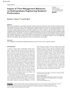 Impact of time management behaviors on undergraduate engineering ...
